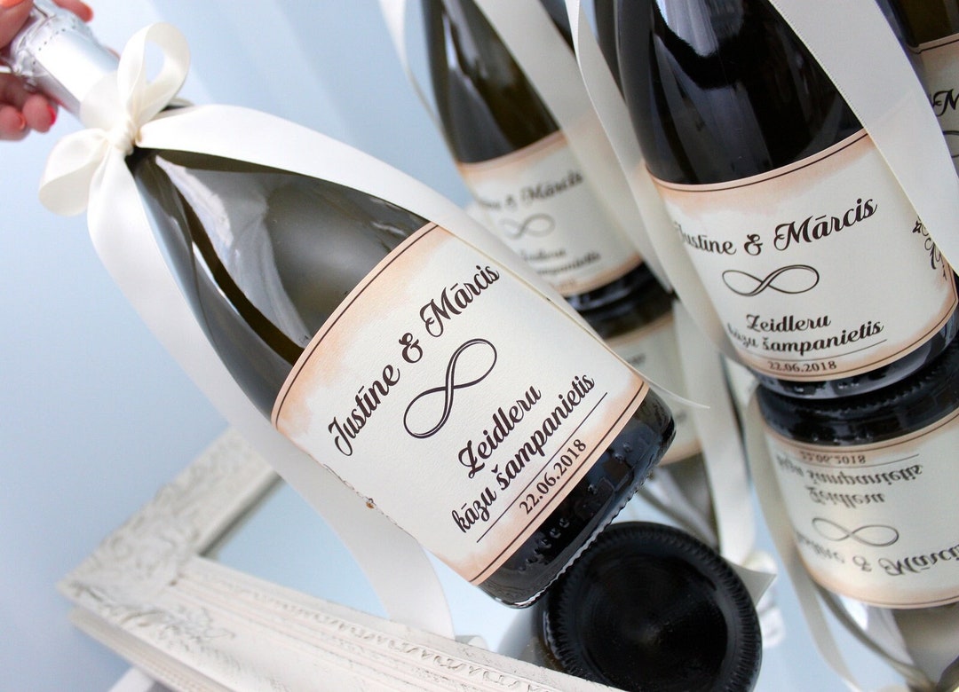Champagne Labels, Ivory Wedding Champagne Label, Personalized Champagne ...