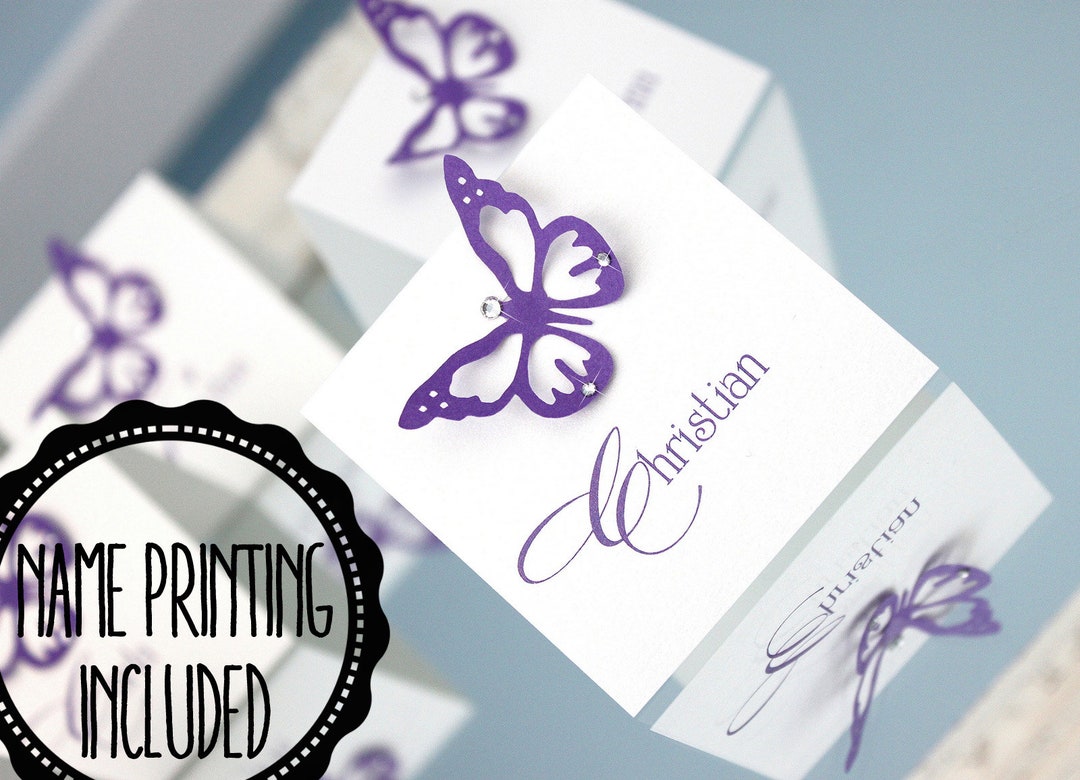 White Wedding Place Cards With Lavender Purple Paper Lace - Etsy