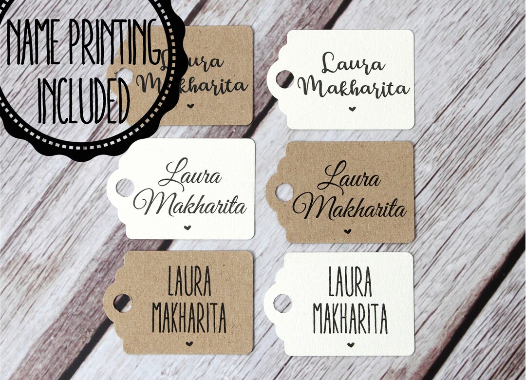 Set of 10 Favor Tags With Individual Names - White - Kraft - Ivory ...