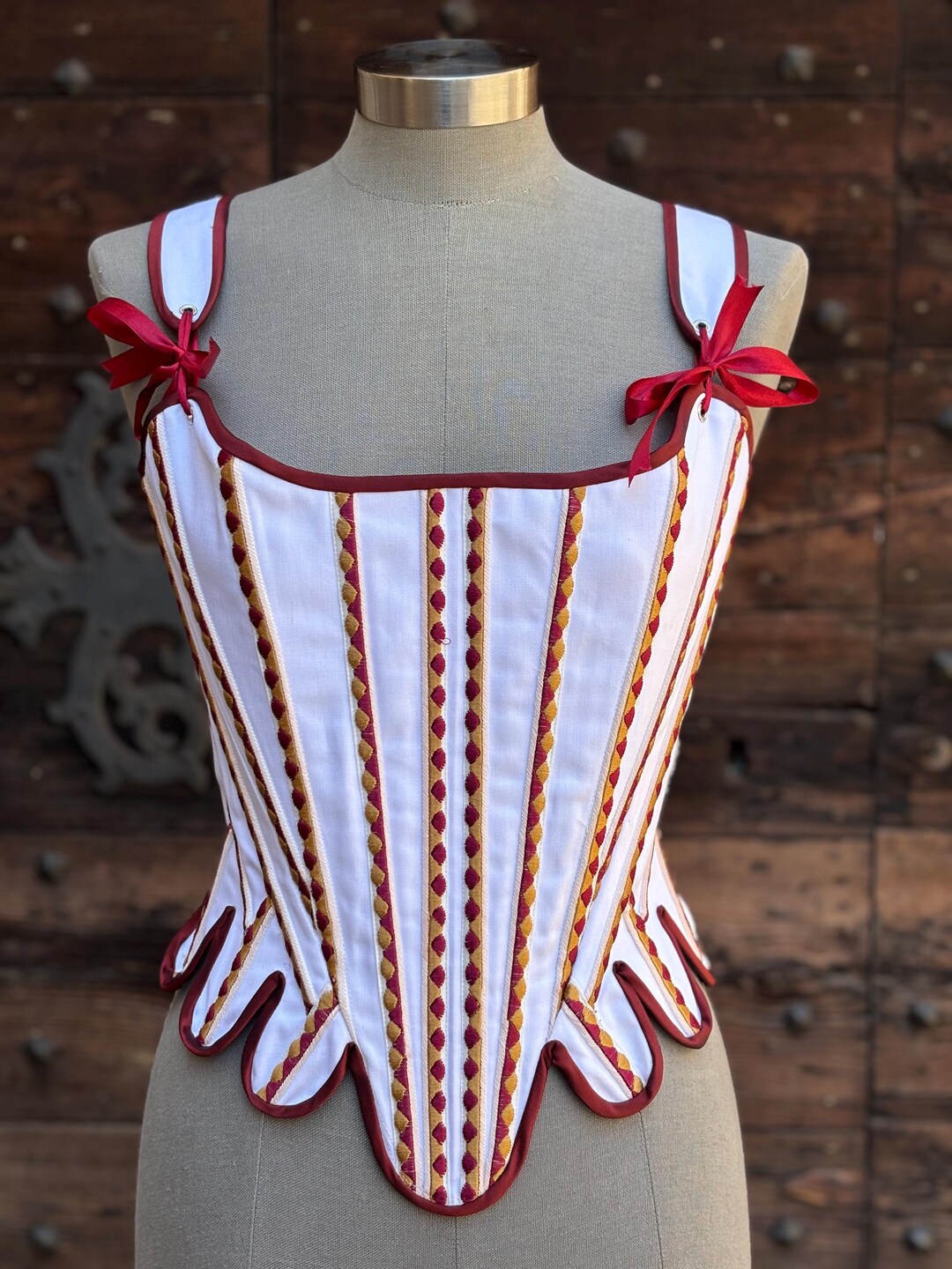 Historical Corset 1700, Stays, Boning Corset in Embroidered Fabric Size ...