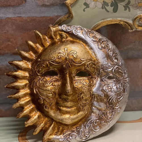 Venetian Mask Sun and Moon Small Size Decorative Mask - Etsy