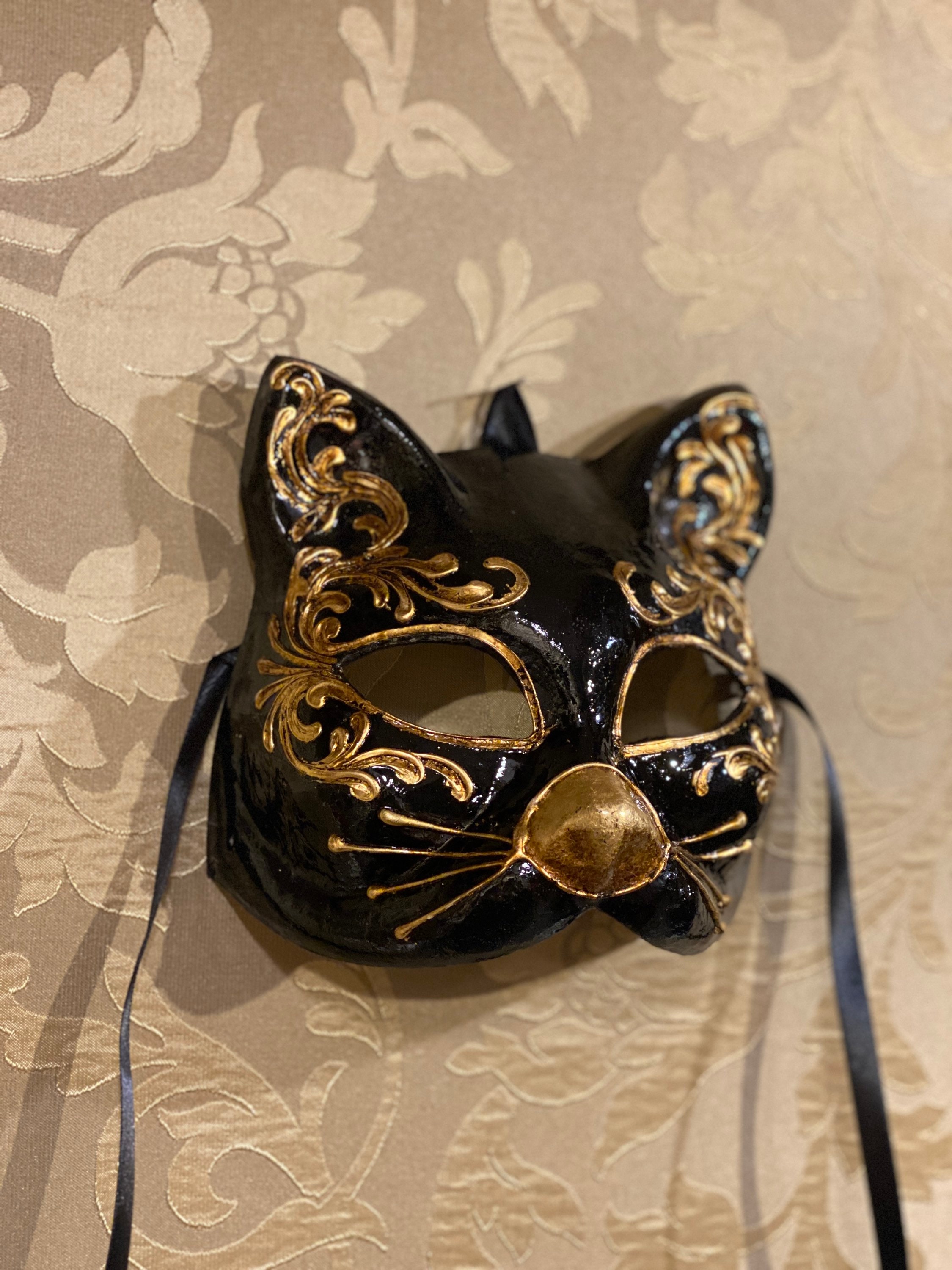 Venetian Mask Black Cat Mask Carnival Mask Halloween Mask - Etsy