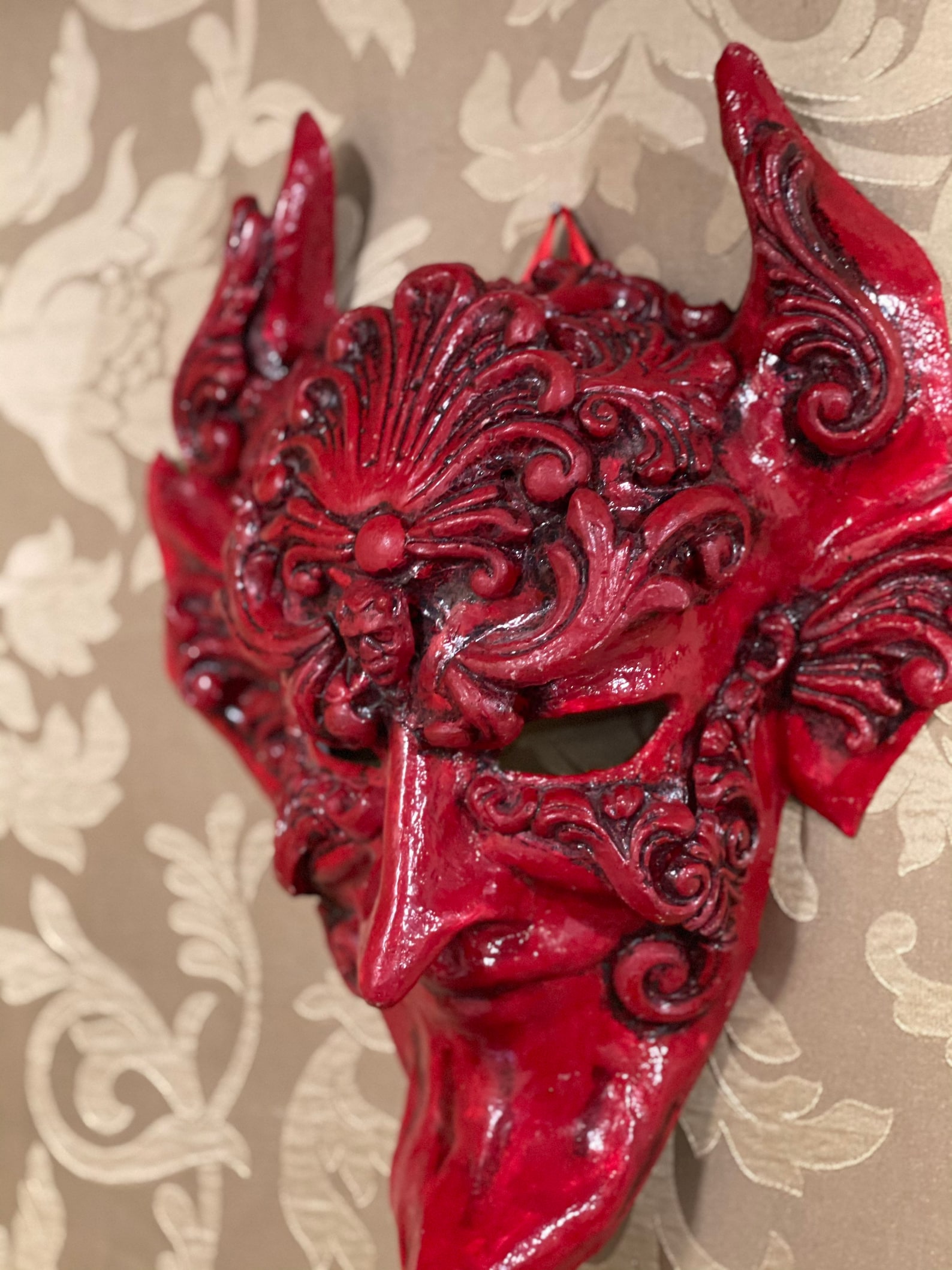 Venetian Mask, Red Baroque Devil, Carnival Mask, Halloween Mask - Etsy