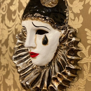 Venetian Pierrot Mask, in Papier-mâché, Made Entirely by Hand. - Etsy
