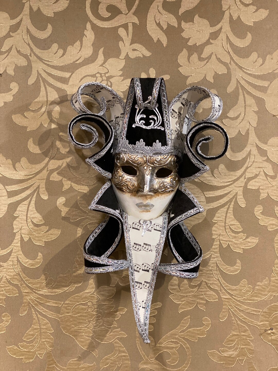 Jolly Black Silver Venetian Mask, Decorative Mask Only, Not Wearable - Etsy