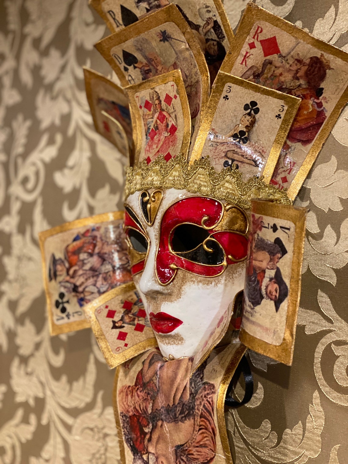 Venetian Mask, Joker Poker Cards Casanova Made Entirely by Hand in ...