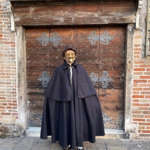 Venetian Cloak tabarro With Black Cape, Full Circle, Handmade in Wool ...