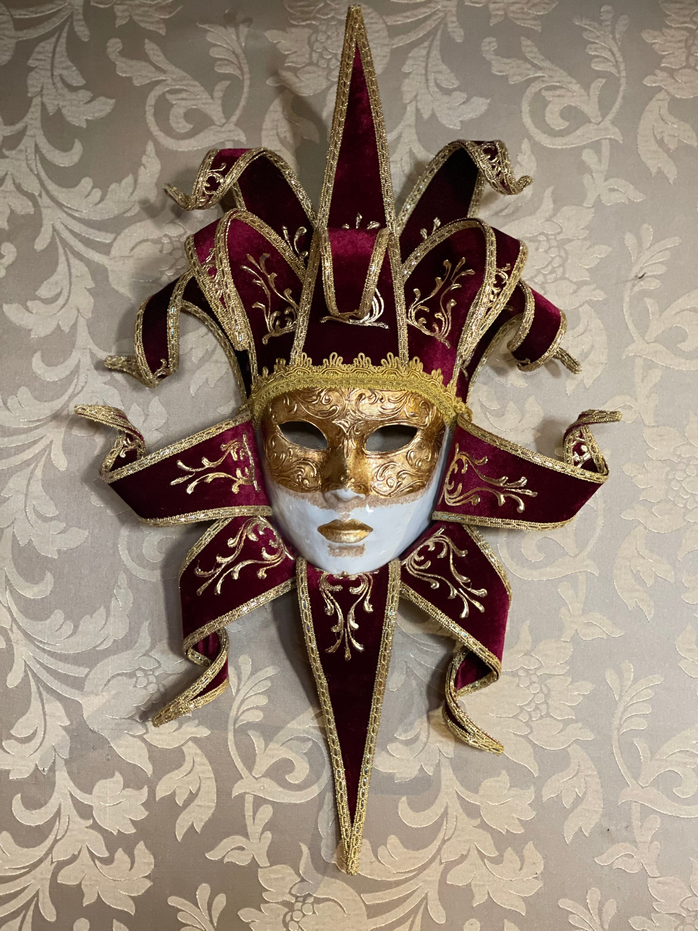 Venetian Mask Bordeaux Red Wildcard Mask Halloween Mask | Etsy