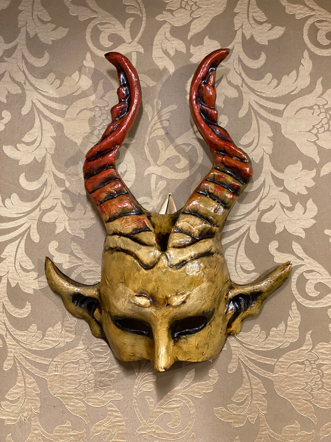 Half Devil Mask in Papier-mâché Handmade - Etsy