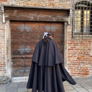 Venetian Cloak tabarro With Black Cape, Full Circle, Handmade in Wool ...
