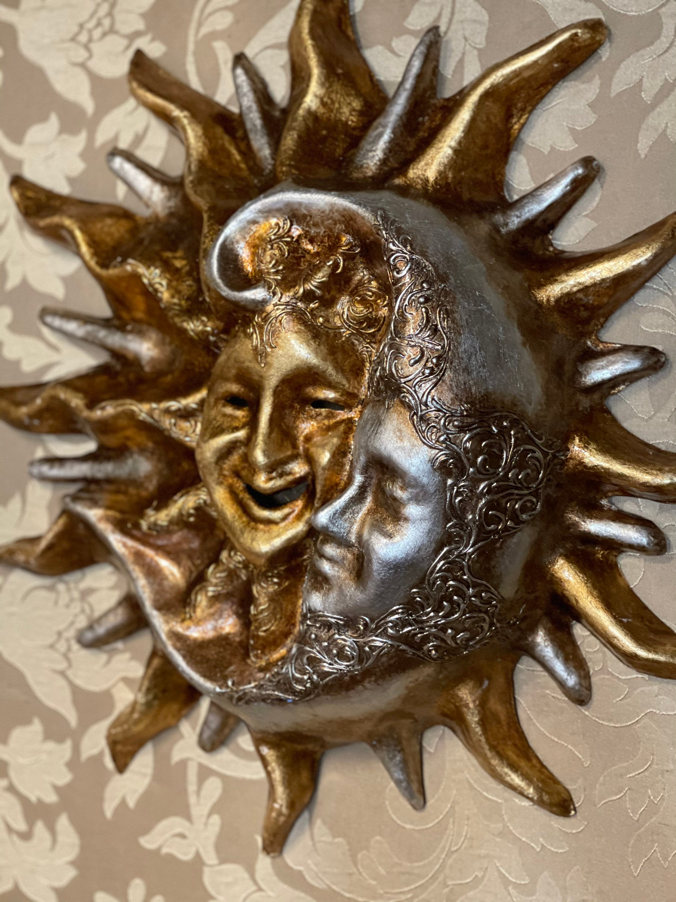 Venetian Mask Sun and Moon Mask Decorative Wall Mask - Etsy