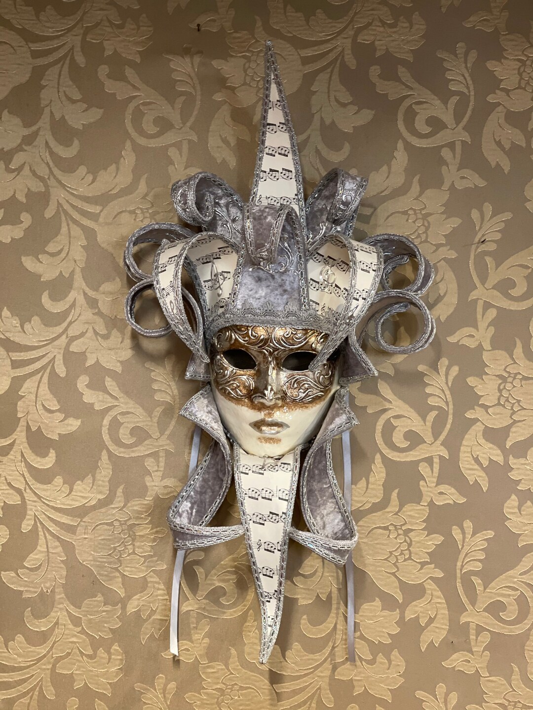 Venetian Mask, Jolly Gray Mask, Carnival Mask, Halloween Mask - Etsy