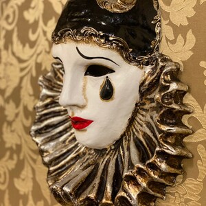 Venetian Pierrot Mask, in Papier-mâché, Made Entirely by Hand. - Etsy