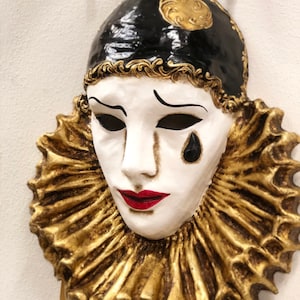 Venetian Pierrot Mask, in Papier-mâché, Made Entirely by Hand. - Etsy