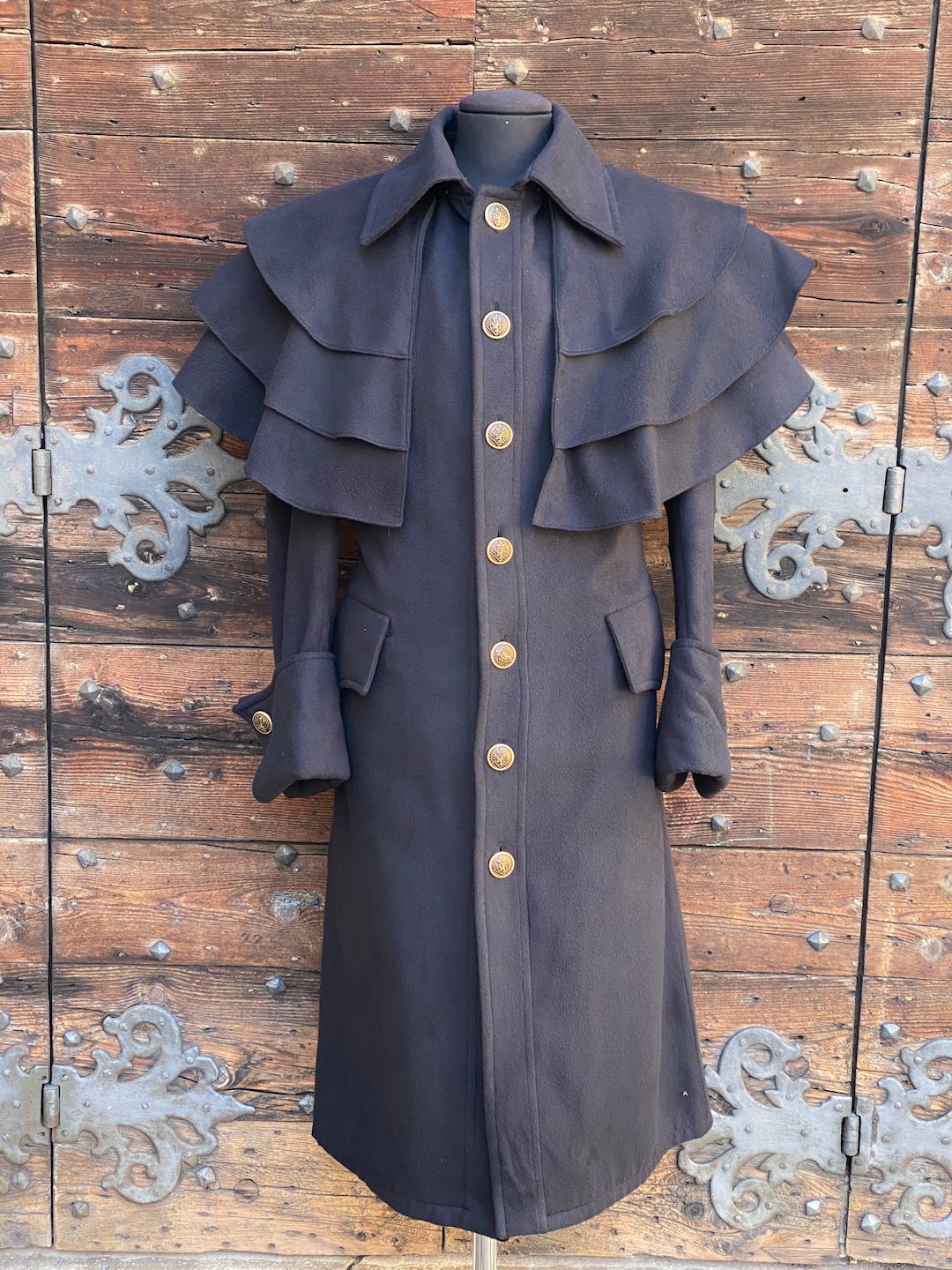Men's Redingote, Wool Coat, Early 19th Century Reproduction, Black ...