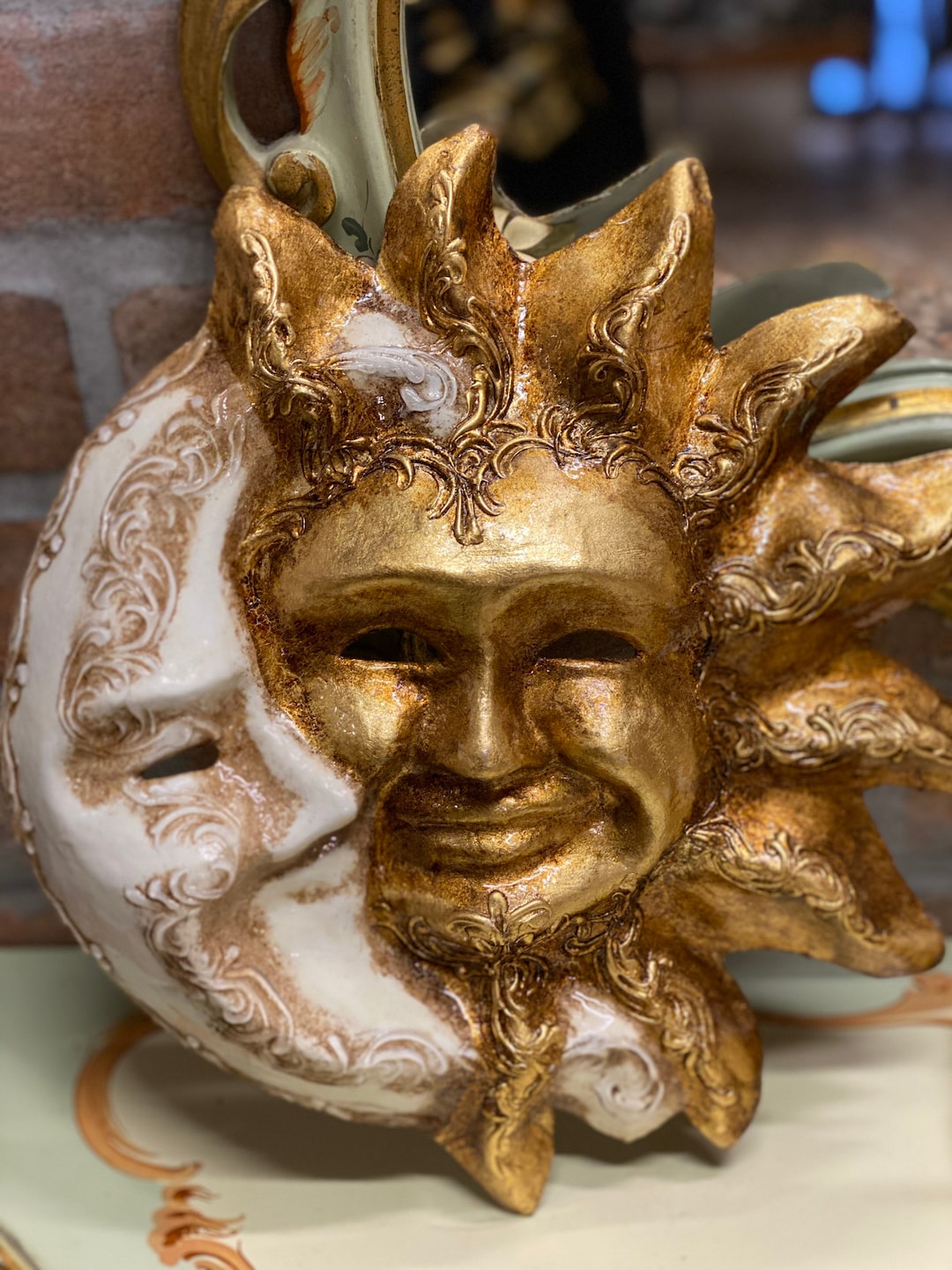 Venetian Sun and Moon Mask, Handmade in Papier-mâché - Etsy