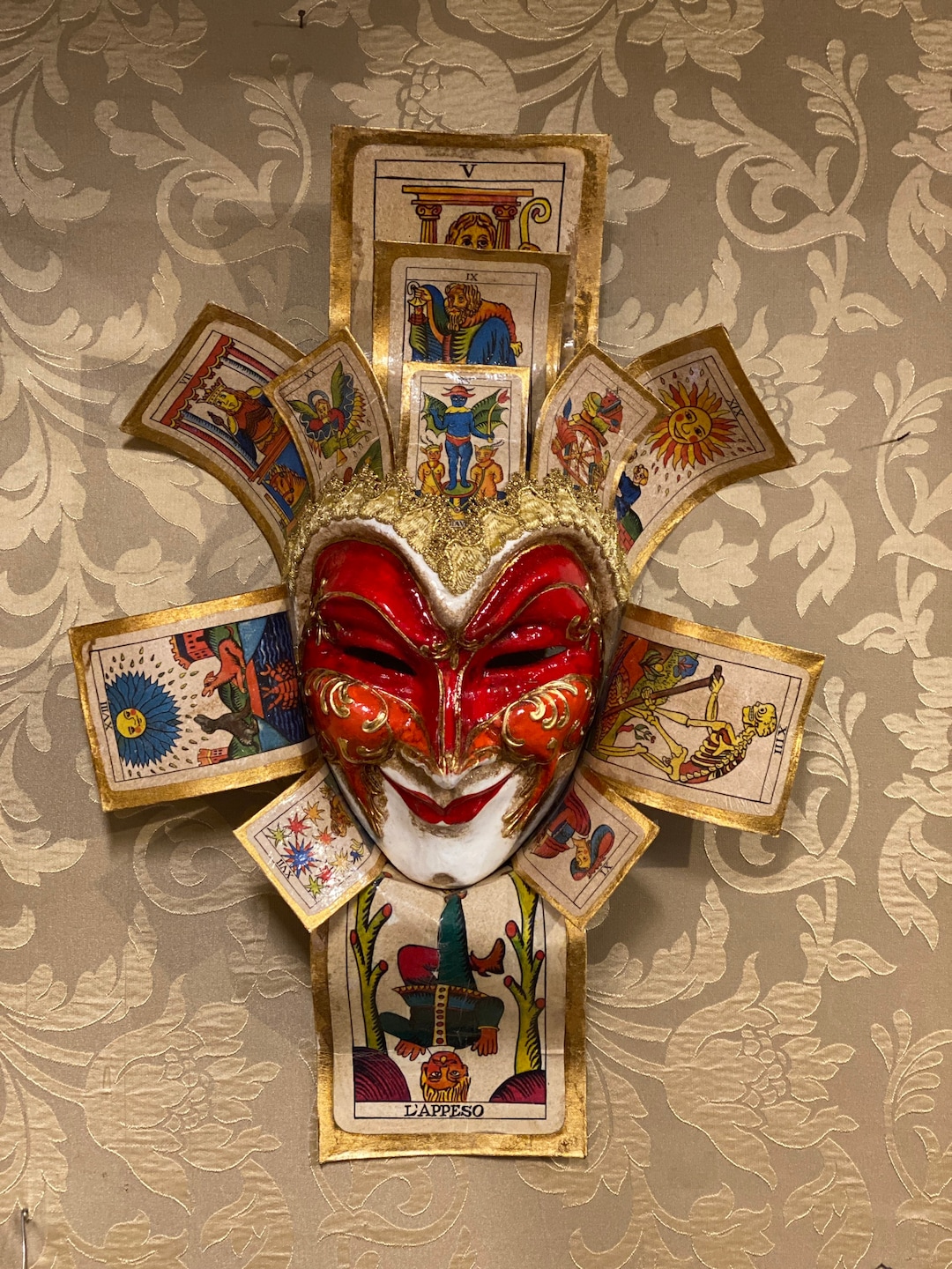Venetian Joker Tarot Card Mask, Handmade in Papier Mache, Halloween ...