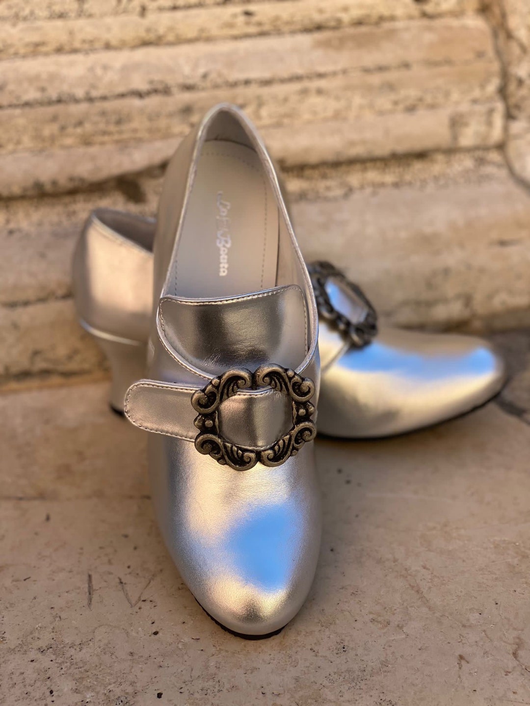 Historical Shoes From the 1700s, Silver Color, Carnival Shoes, 18th ...