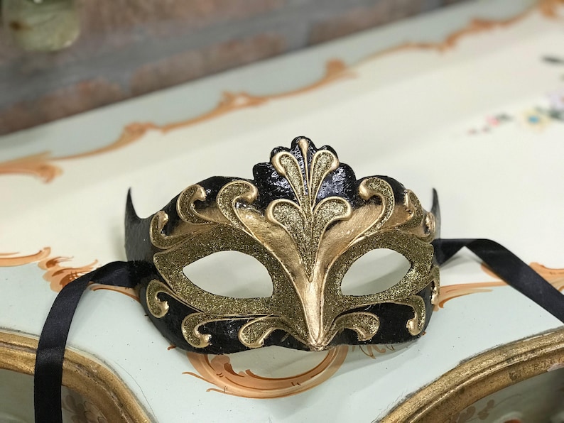 Original Venetian Papier-mâché Mask Colombina Glitter - Etsy