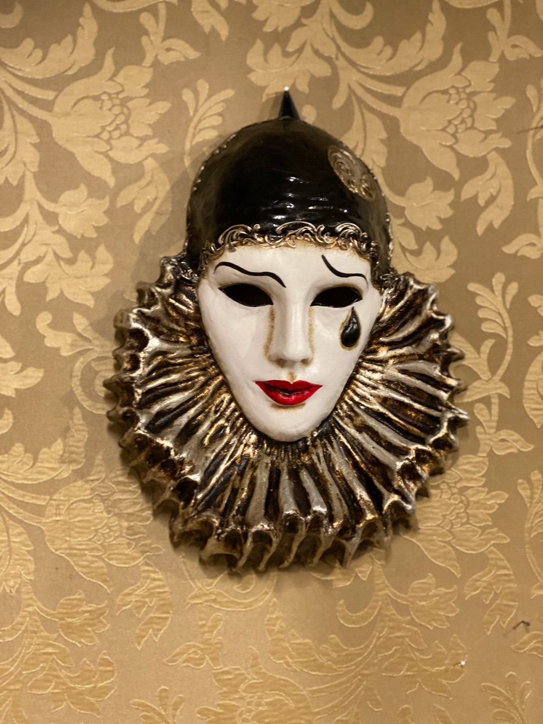 Venetian Pierrot Mask, in Papier-mâché, Made Entirely by Hand. - Etsy