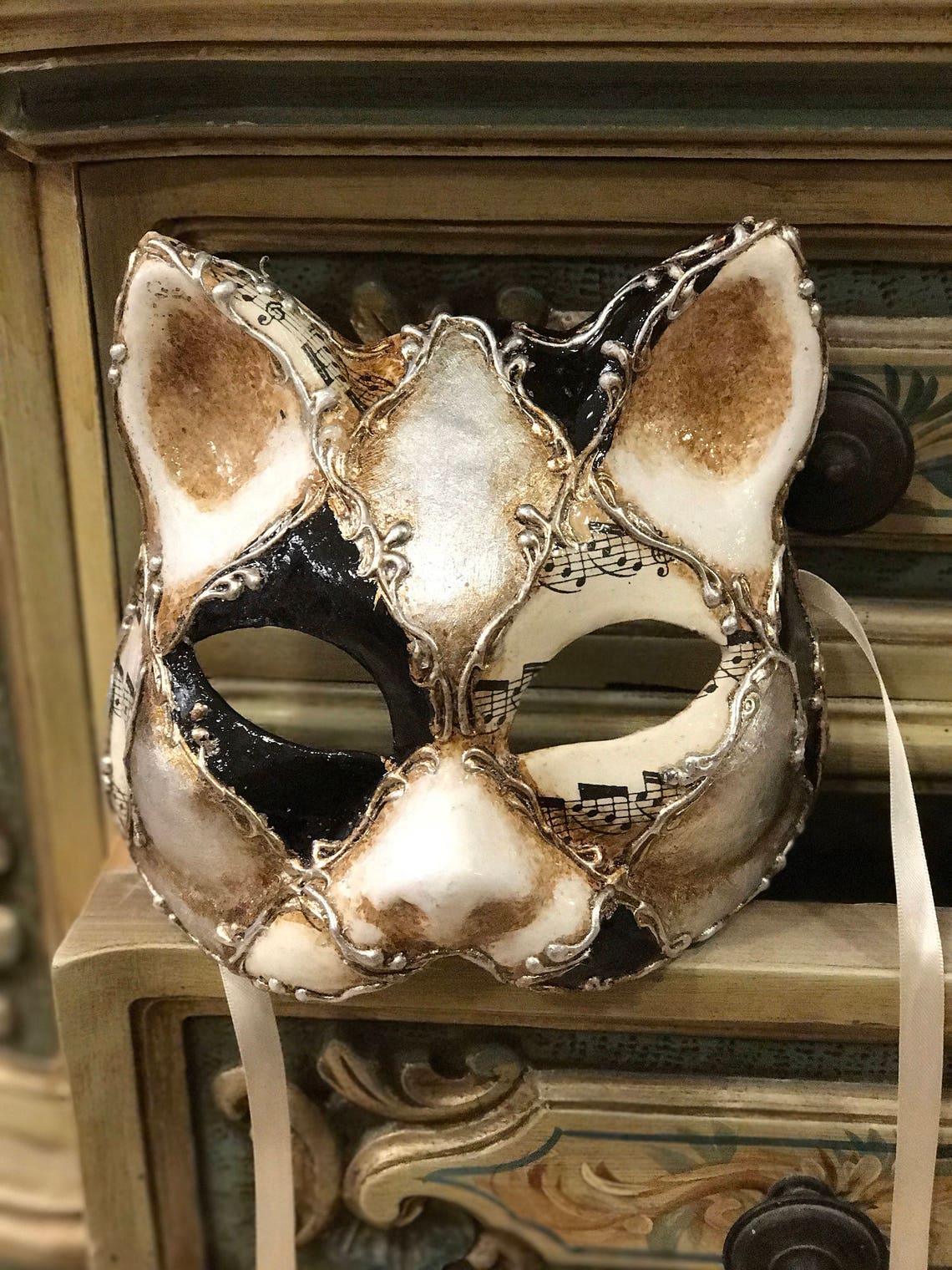 Venetian Cat Mask Carnival Mask Cat Costume Halloween Mask | Etsy