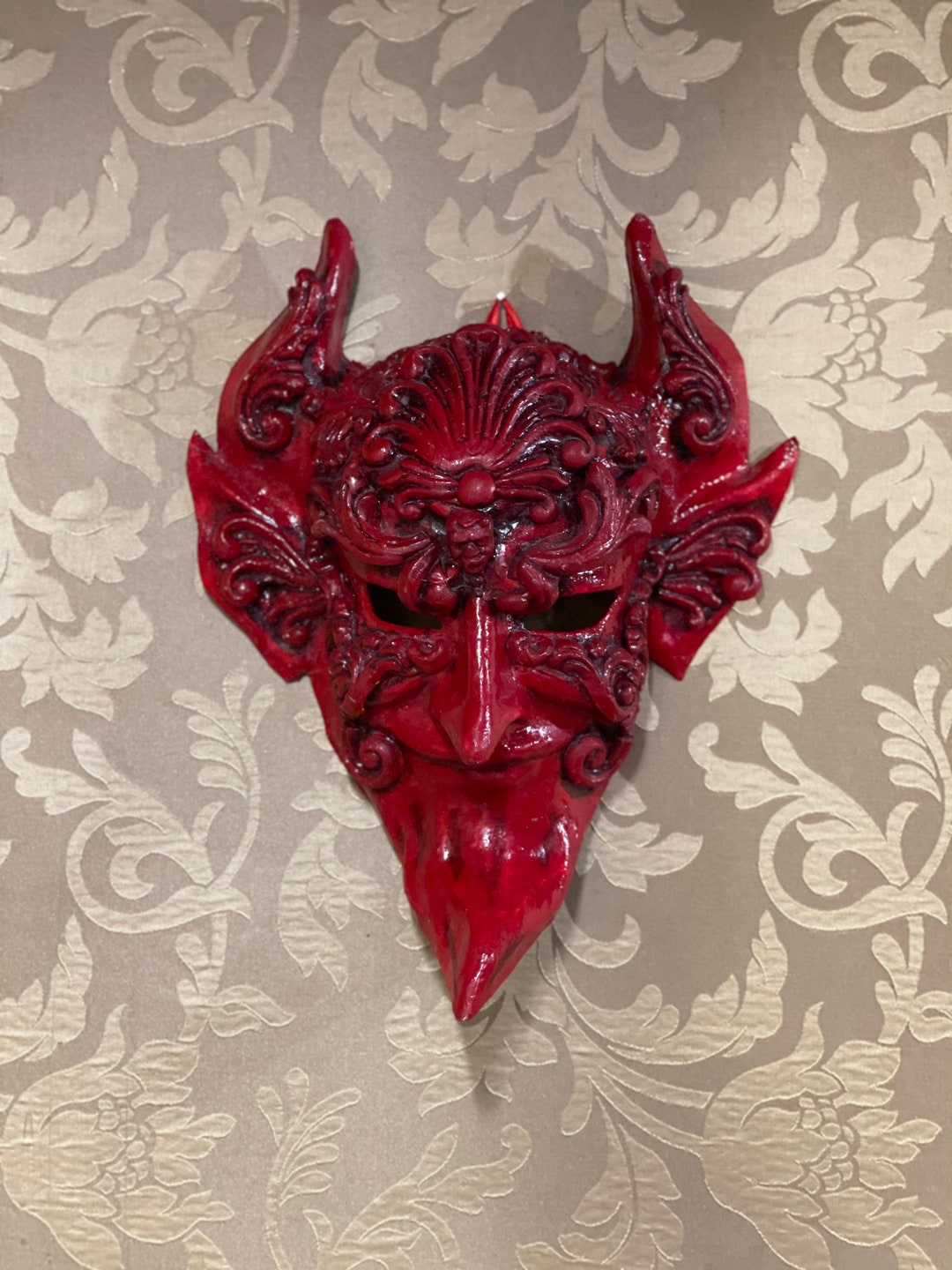 Venetian Mask, Red Baroque Devil, Carnival Mask, Halloween Mask - Etsy