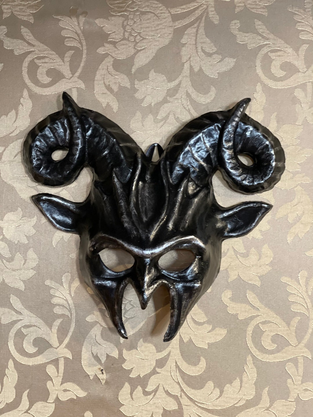 Venetian Mask, Black Silver Devil Mask, Carnival Mask, Halloween Mask ...