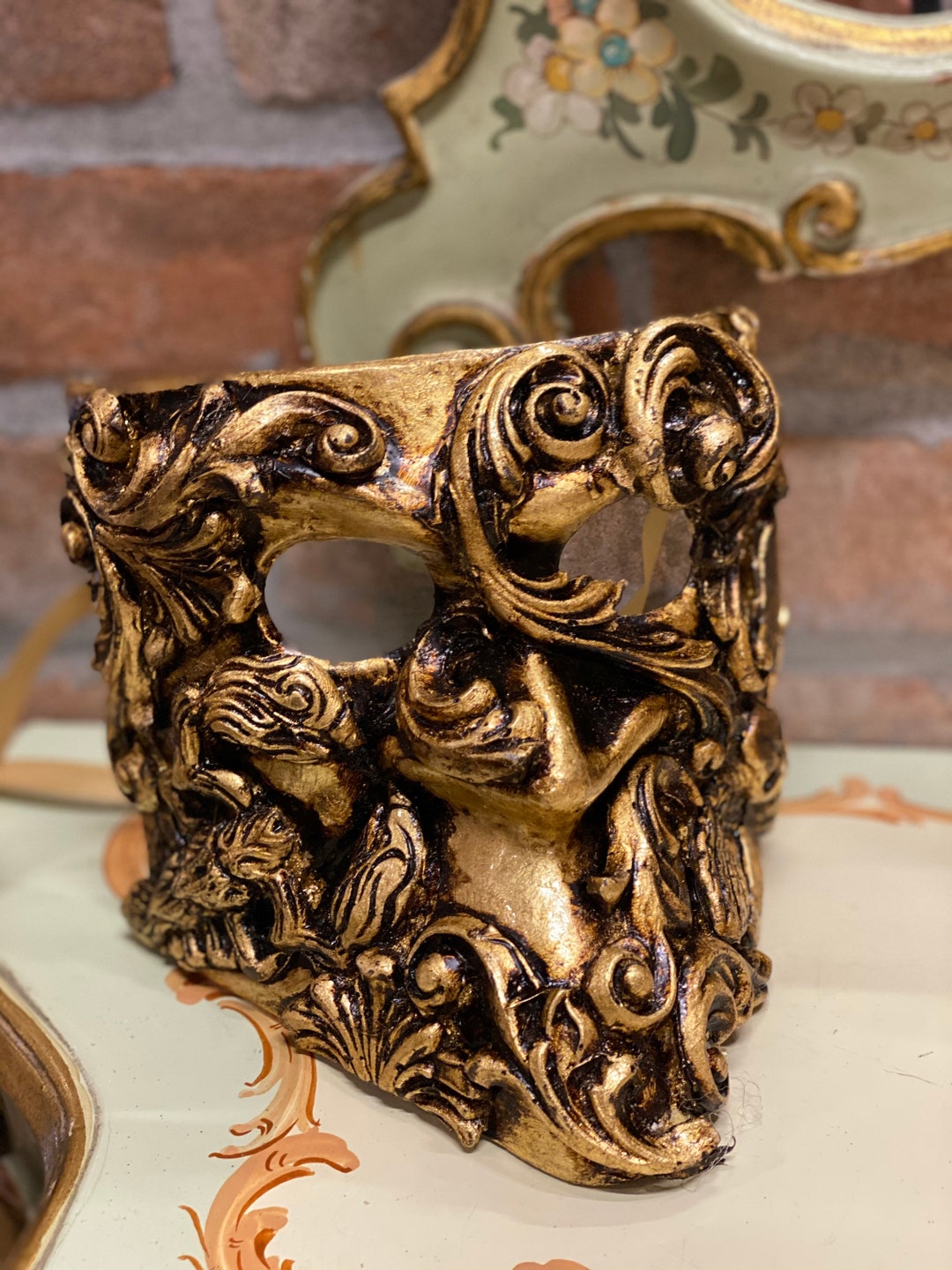 Venetian Bauta Baroque Mask, Halloween Mask, Handmade in Papier-mâché ...