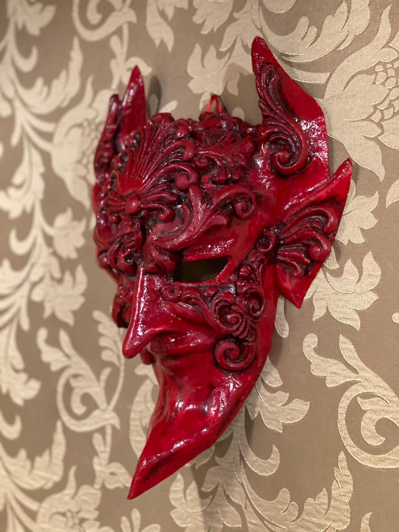 Venetian Mask, Red Baroque Devil, Carnival Mask, Halloween Mask - Etsy