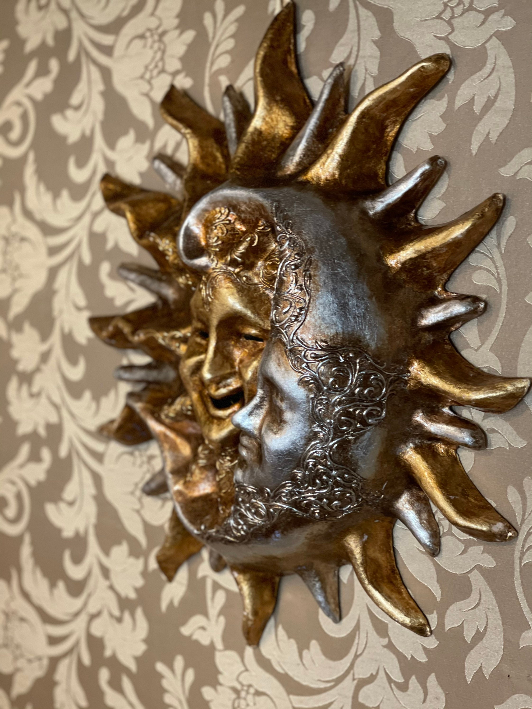 Venetian Mask Sun and Moon Mask Decorative Wall Mask - Etsy