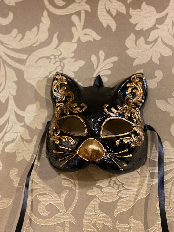 Venetian Mask Black Cat Mask Carnival Mask Halloween Mask - Etsy
