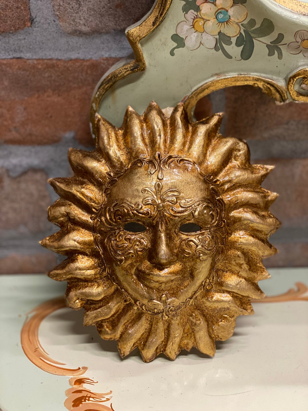 Venetian Sun Mask, Handmade in Papier-mâché, Decorative Mask, Not ...