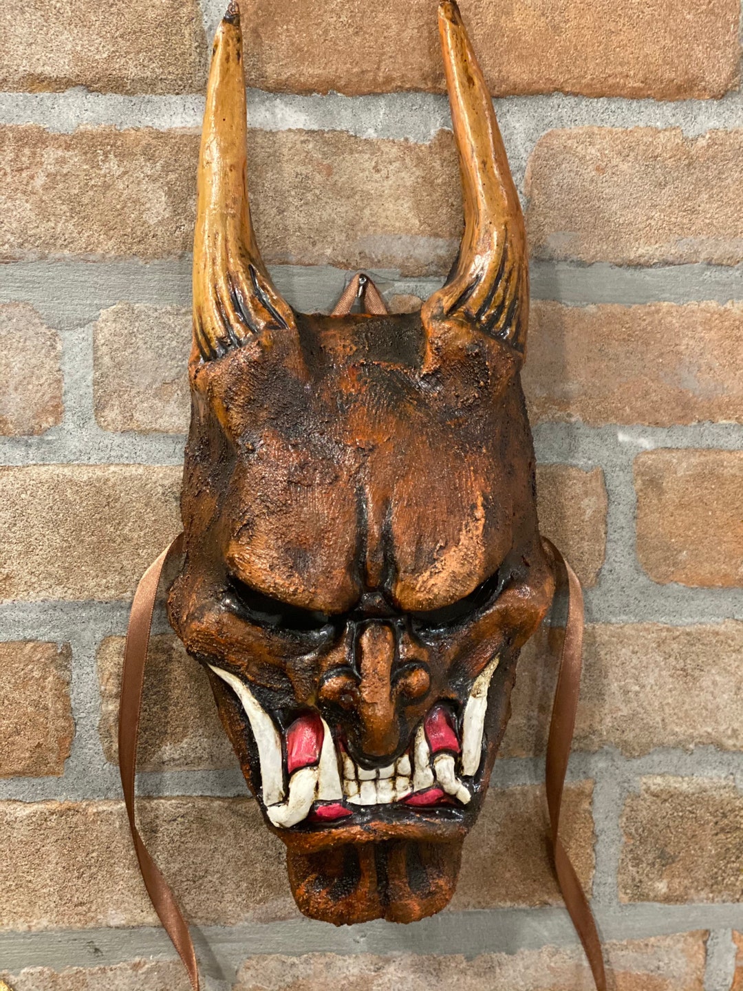 Original Papier-mache Oni Mask Made Entirely by Hand - Etsy