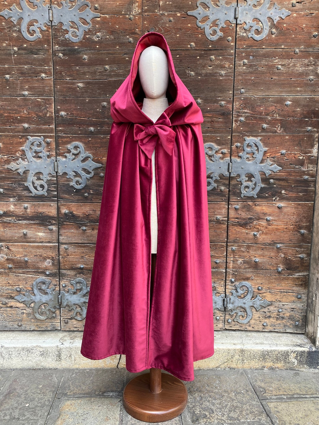 Venetian Cloak in Red Velvet, Lined. Cloak for Historical Costume ...