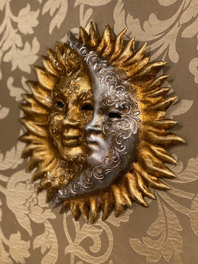 Venetian Mask, Sun and Moon in Papier-mâché Made Entirely by Hand ...
