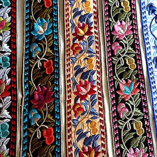 1 Yard Woven Trim Border Flower Fabric Trim Lace Ethnic - Etsy