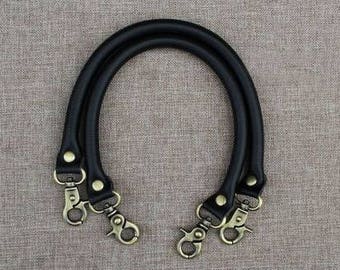 A pair of Black purse handle PU leather strap for Bag Leather | Etsy