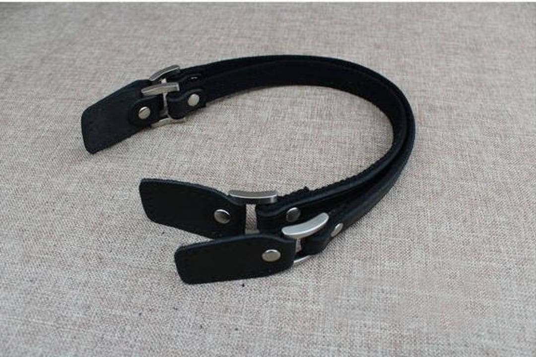 A Pair of Genuine Leather Handle Black Purse Handle Canvas - Etsy
