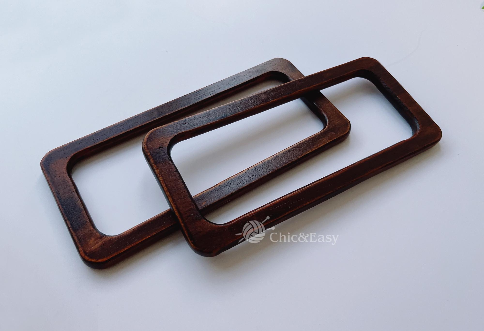 A Pair of Rectangular Wooden Handles for Bag, Handcraft Material for ...