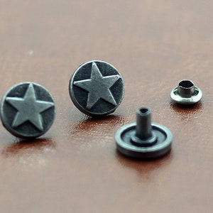 PACK of 10 Gunmetal 10mm Star Rivets Studs Leather Studs Leather Craft ...