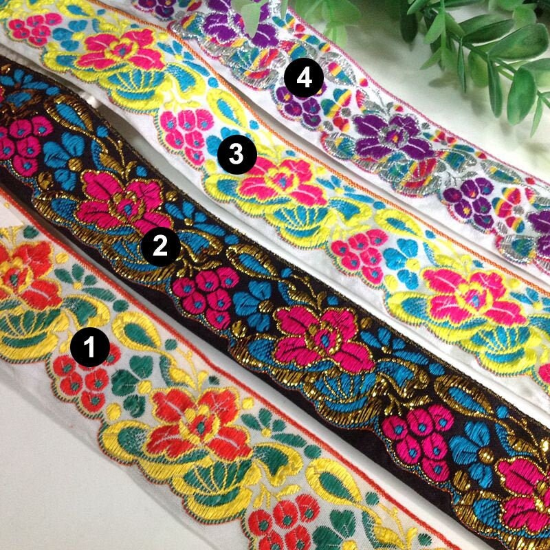 1 Yard Flower Jacquard Ribbon Geometric Woven Trim Border - Etsy