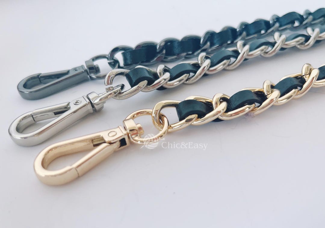 Black Leather Purse Chain: Metal Handbag Strap Replacement (12MM) JS007 ...