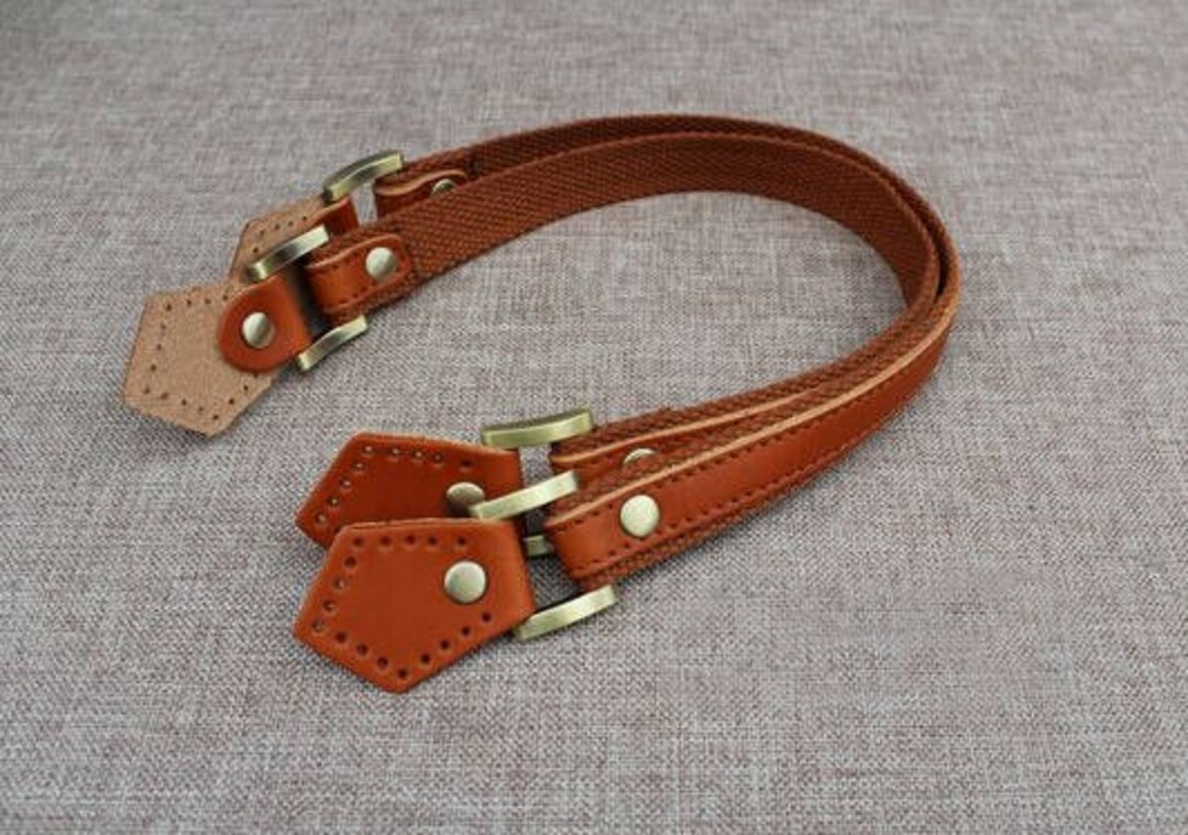 A Pair of Genuine Leather Handle Black Purse Handle Canvas - Etsy