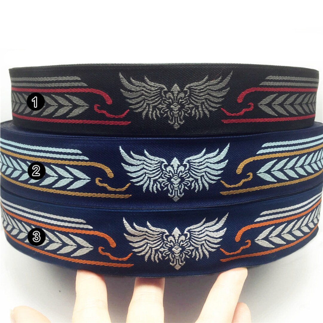 1 Yard Floral Ribbon Geometric Woven Trim Border Embroidered Ribbon ...