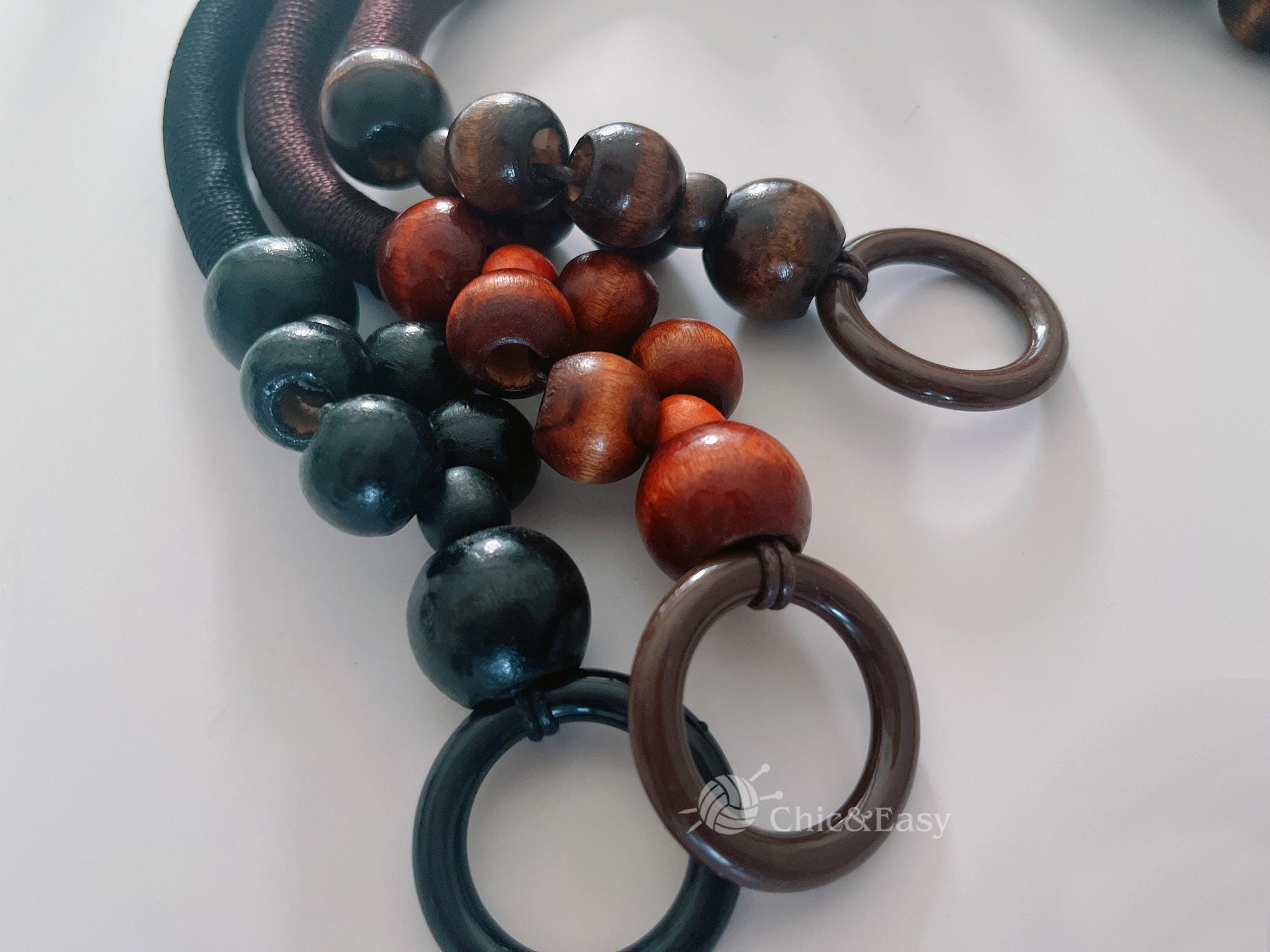 A Pair of Wooden Bead Handles for Bag, Handcraft Material for Handbag ...