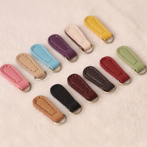 A Piece of Genuine Leather Zipper Pull Leather D-ring Closures - Etsy