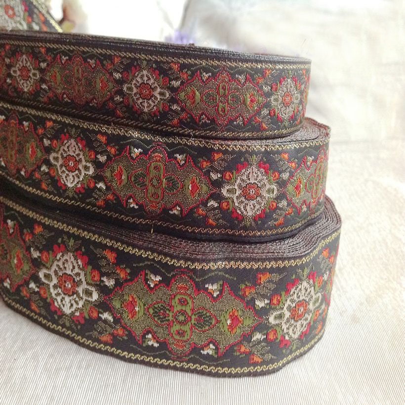 1 Yard Flower Jacquard Ribbon Geometric Woven Trim Border | Etsy