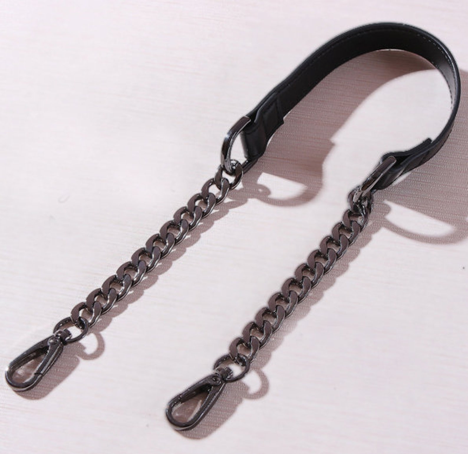 High Quality Purse Chain Black Leather Strap Metal Shoulder - Etsy