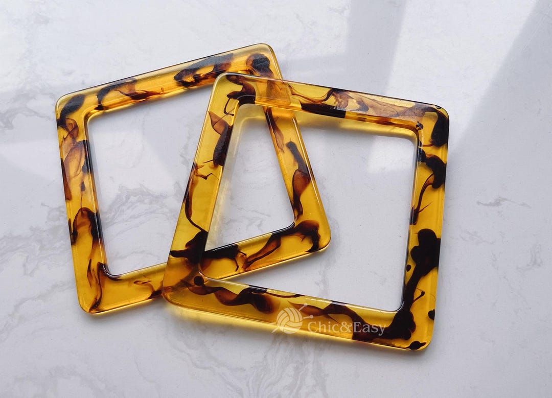 A Pair of 12.5cm Tortoise Shell Acrylic Handles for Bag, Handcraft ...