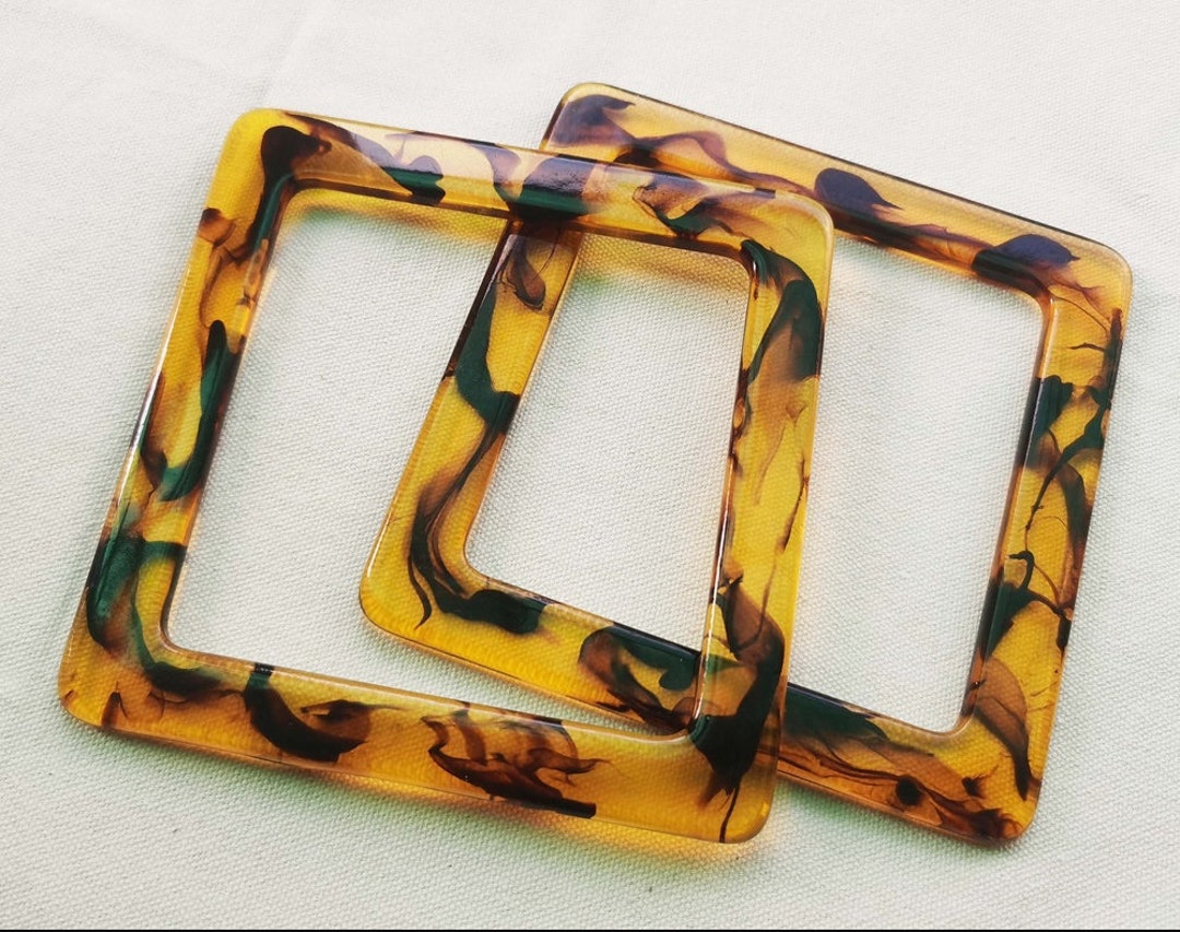 A Pair of 12.5cm Tortoise Shell Acrylic Handles for Bag, Handcraft ...